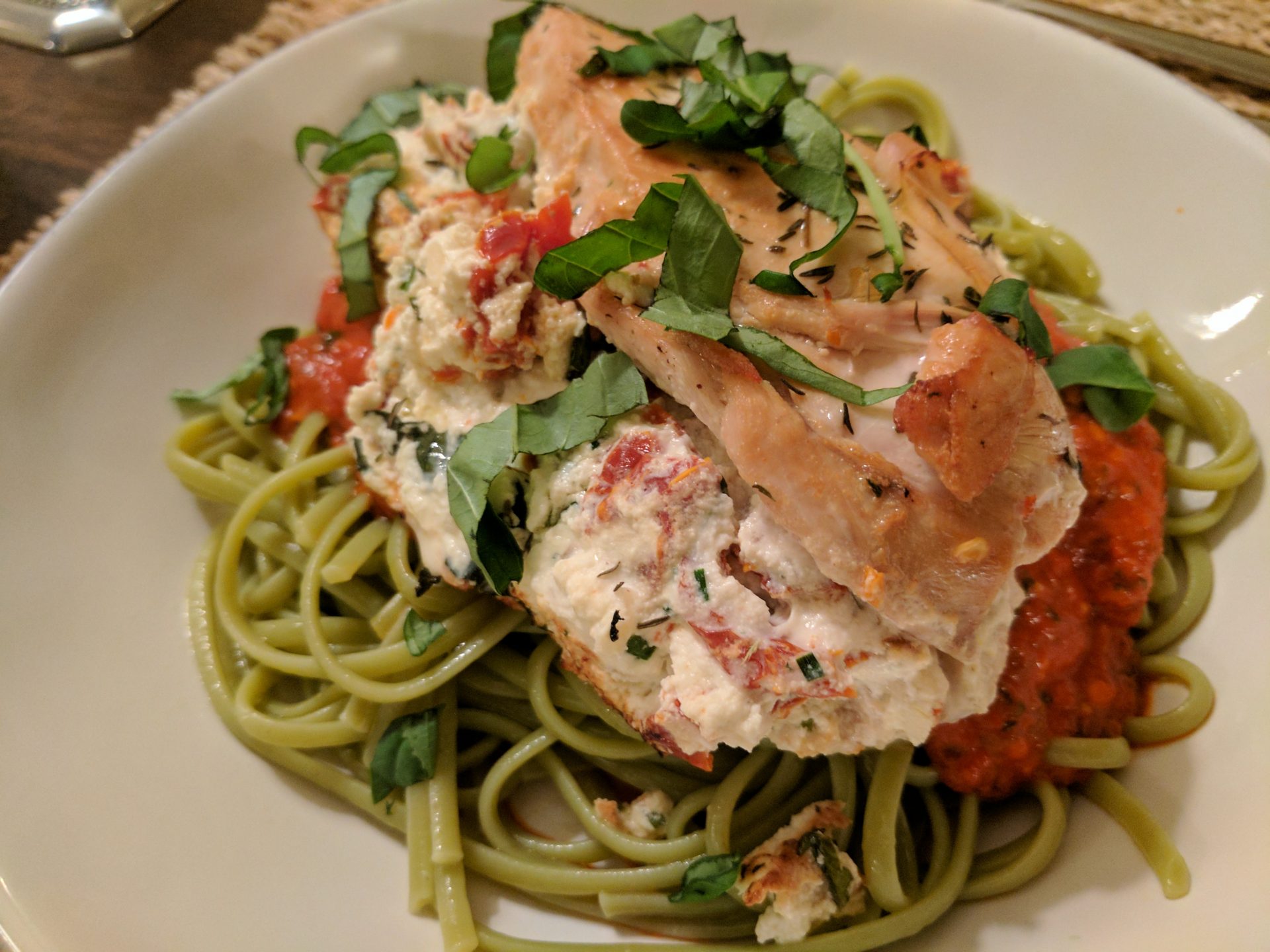 Ricotta Stuffed Chicken Breast with Roasted Red Bell Pepper Sauce ...